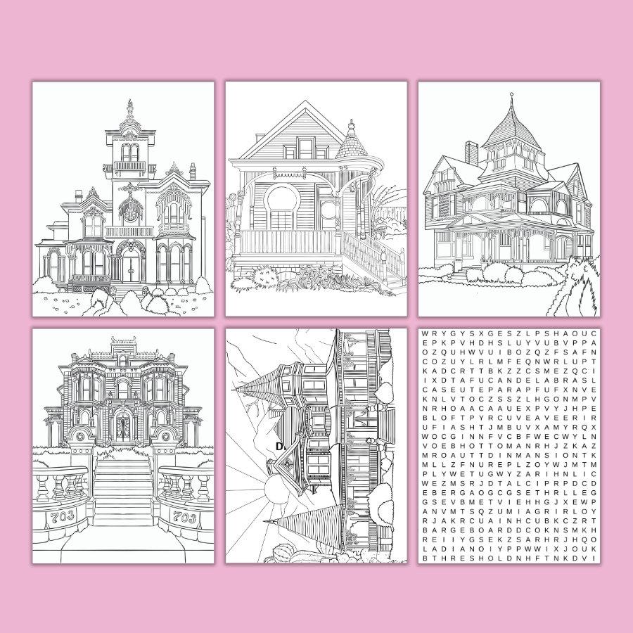 victorian house coloring sheet